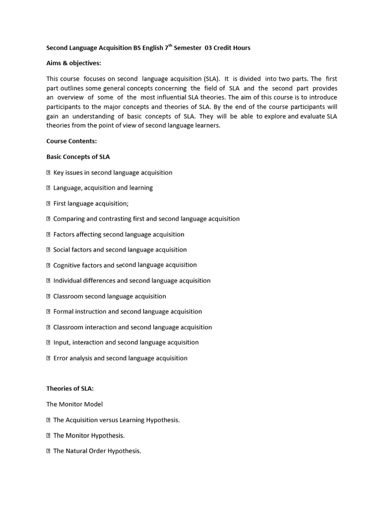 Second Language Acquisition | PDF Second Language Acquisition | PDF