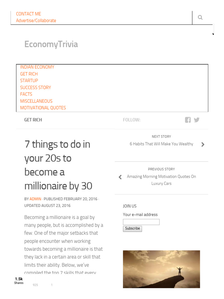 7 Things To Do in Your 20s To Become A Millionaire by 30 | PDF | Money ...