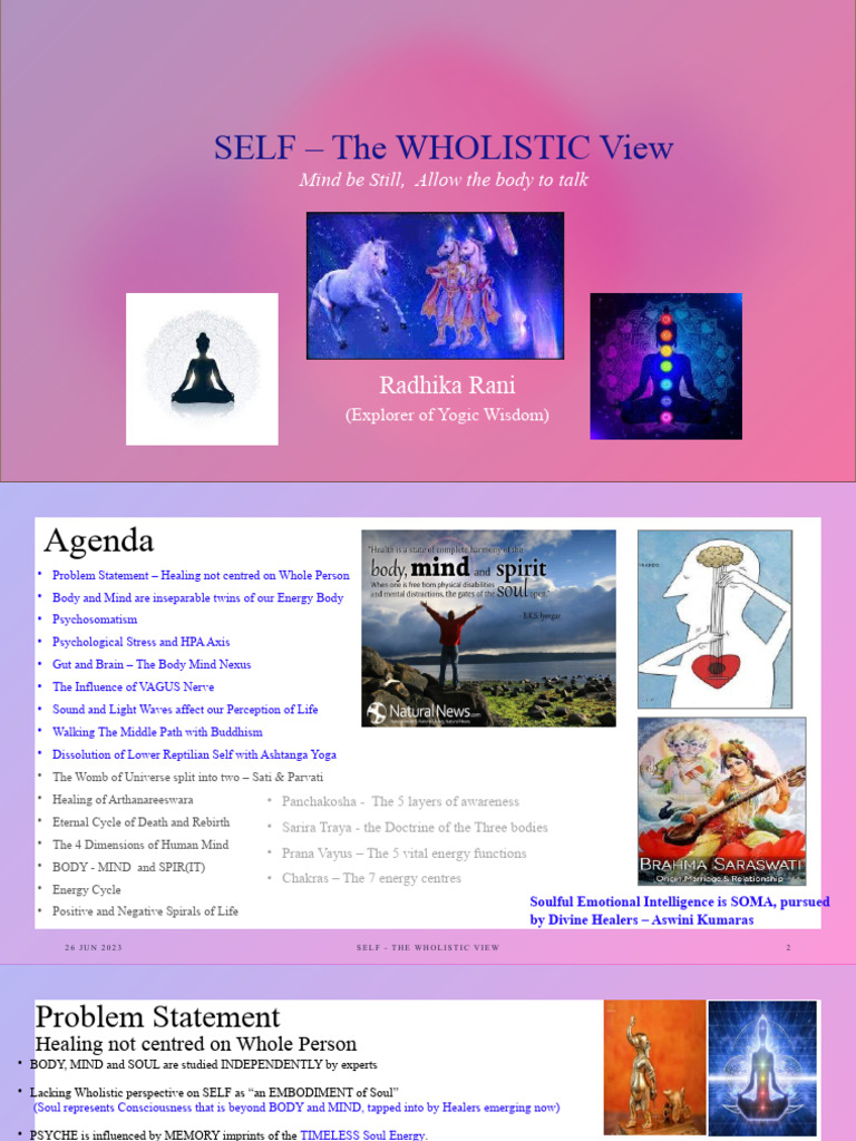 Self - The Wholistic View 26 Jun 23 | PDF | Stress (Biology) | Prana