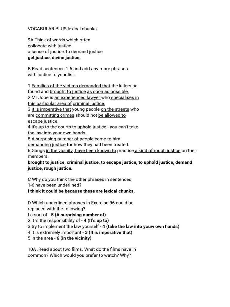 Lexical Chunks - Speakout Advanced | PDF | Crimes | Crime & Violence