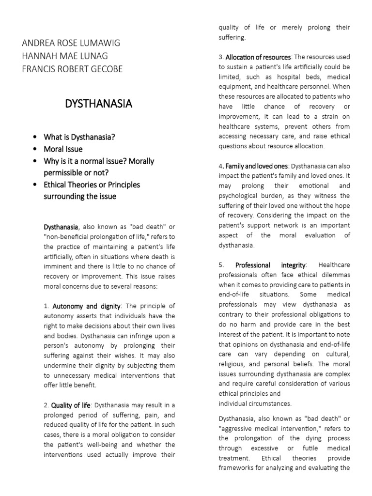 Bioethics Dysthanasia | PDF | Autonomy | Medical Ethics