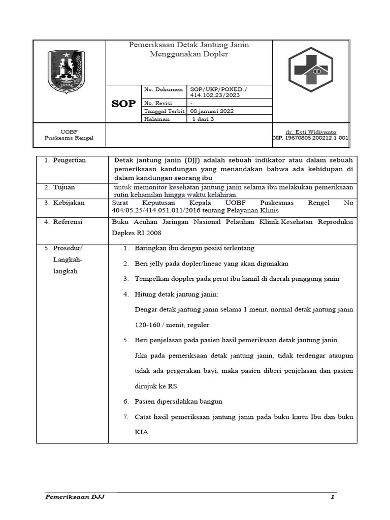 SOP Pemeriksaan DJJ dengan Doppler | PDF