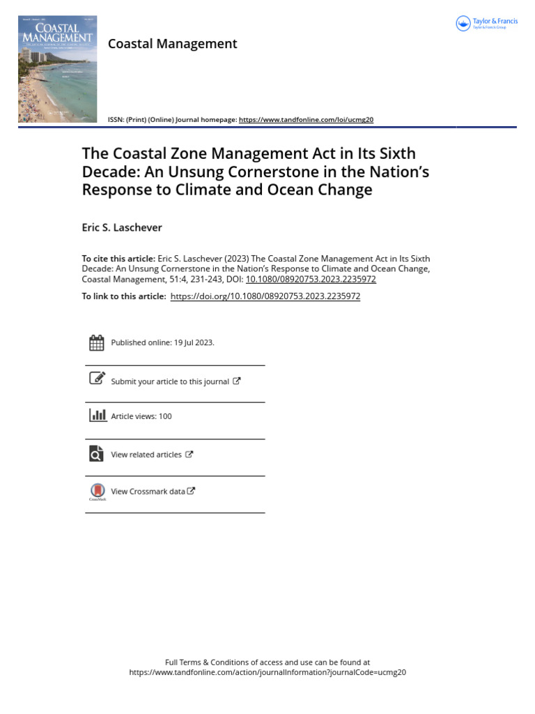 The Coastal Zone Management Act in Its Sixth Decade An Unsung ...