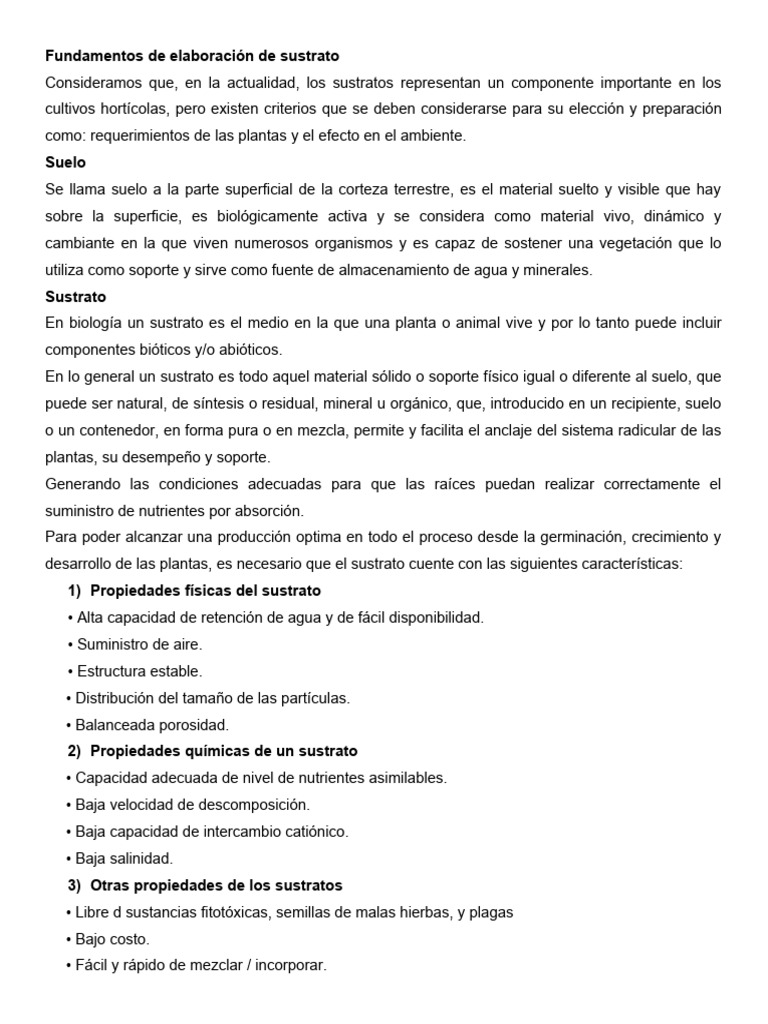 Elaboración de Sustrato | PDF