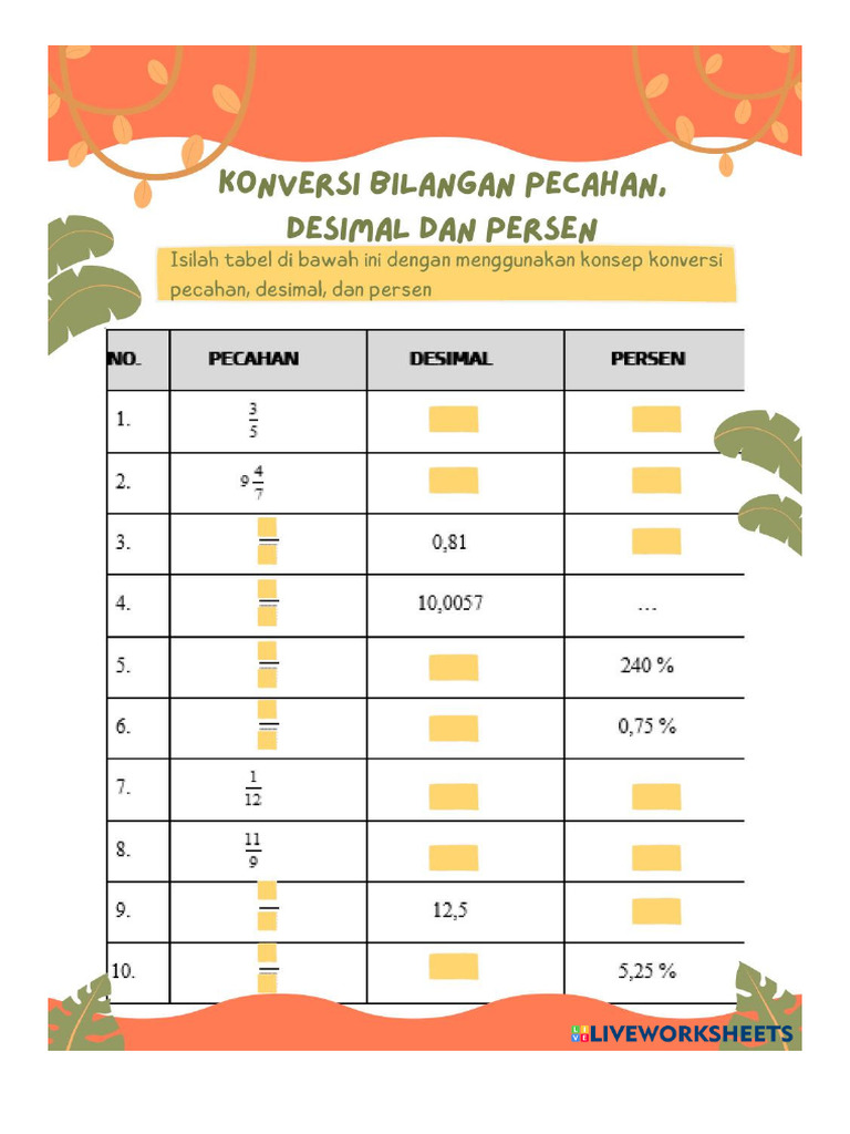 WS Konversi Pecahan Desimal Persen | PDF
