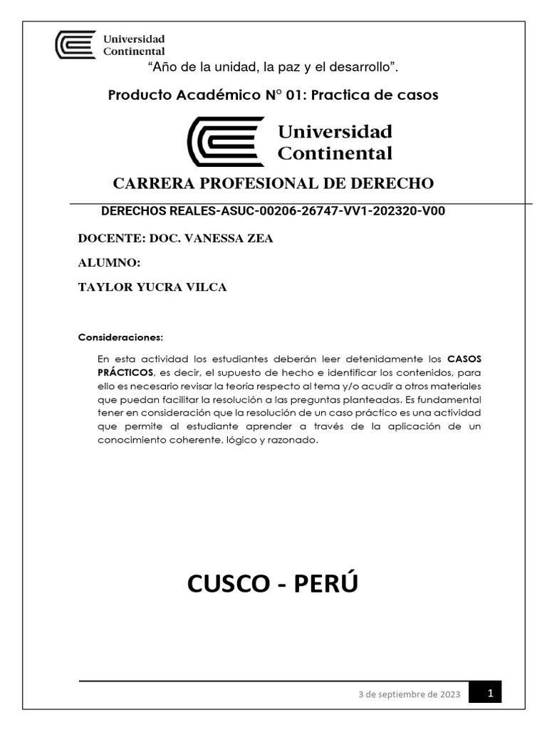 PA #01-Yucra-Vilca-Taylor | Descargar gratis PDF | Propiedad | Justicia