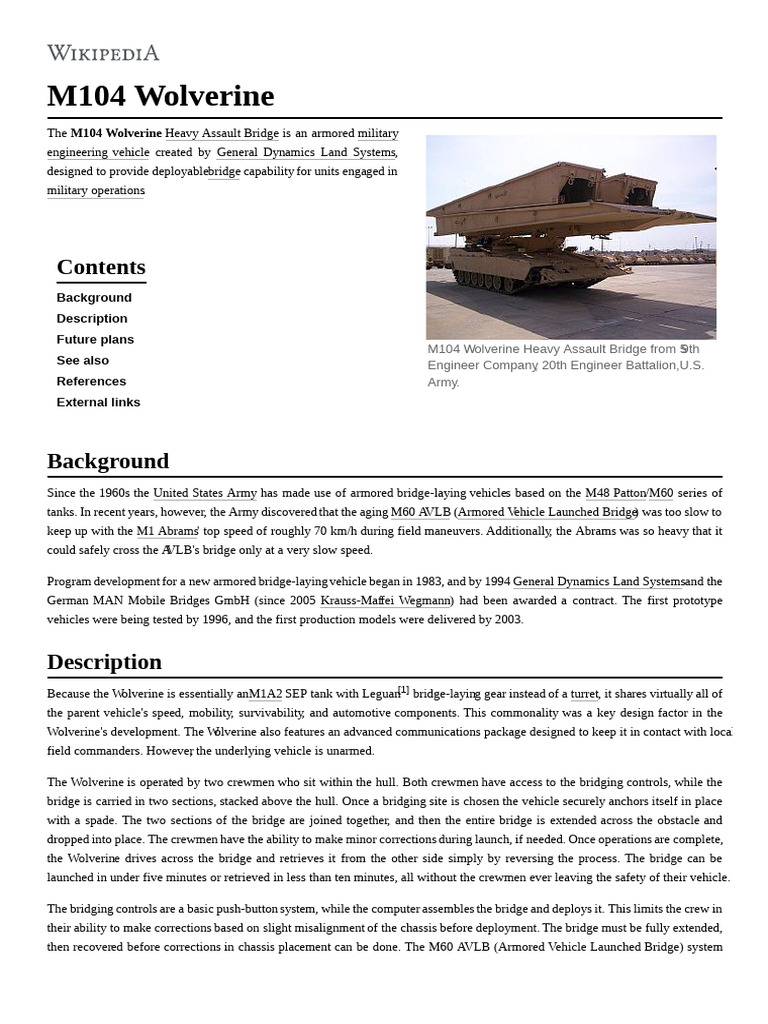 M104 Wolverine | PDF | Military Vehicles | Armoured Fighting Vehicles