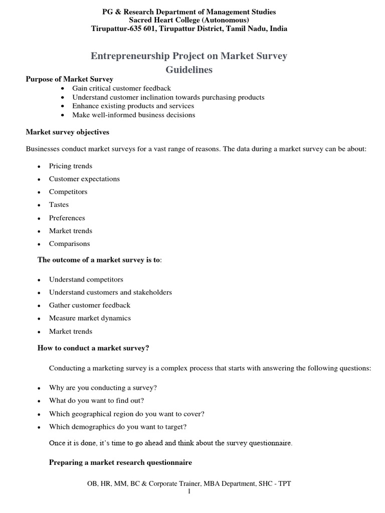 Class 12 Market Survey Project Guide | PDF | Marketing | Product (Business)