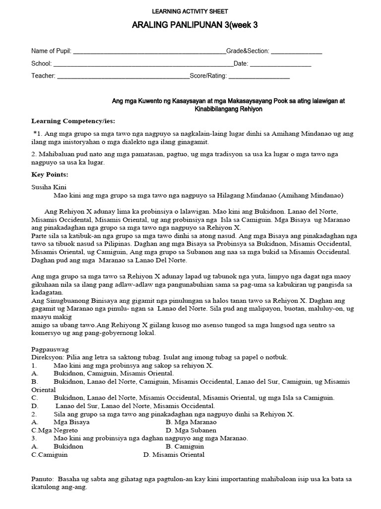 Learning Activity Sheet q3 Week 3 | PDF