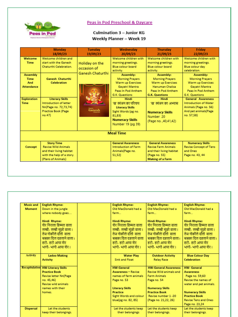 JR - KG Planner Week 19 | PDF