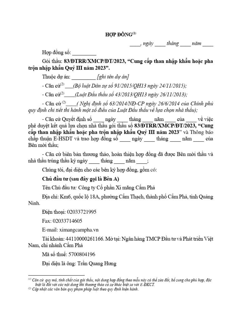Bieu Mau Hop Dong | PDF