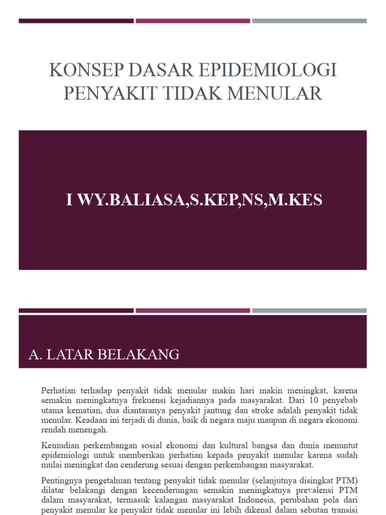 Konsep Dasar Epidemiologi Penyakit Tidak Menular | PDF
