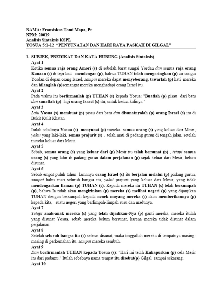 Analisis Sintaksis Contoh | PDF