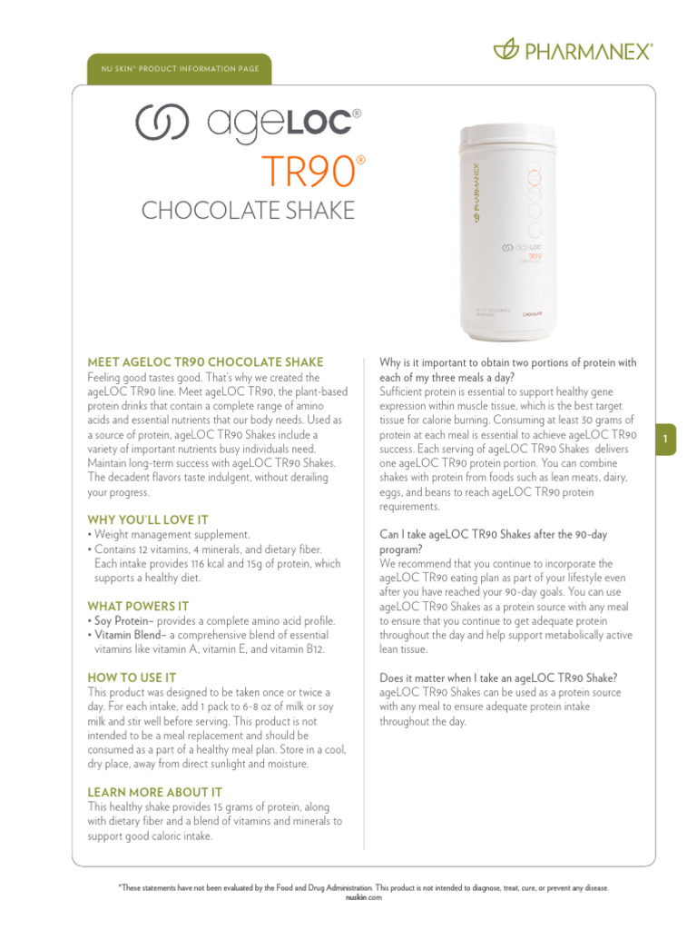 Tr90 Chocolate Shake Pip | PDF | Nutrients | Vitamin