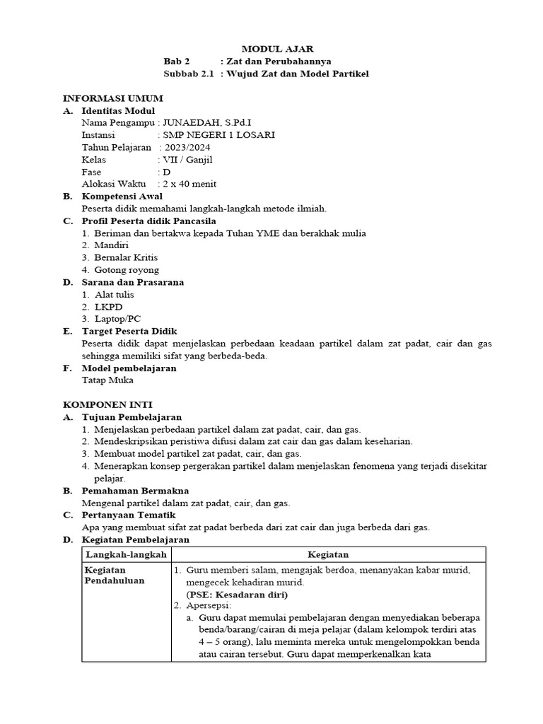 MA Bab 2 Zat Dan Perubahannya | PDF