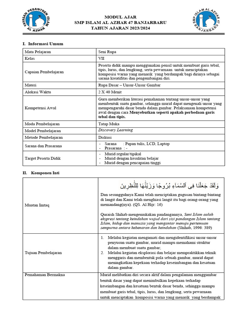 SENI RUPA - Rupa Dasar - VII - Unsur-Unsur Gambar | PDF