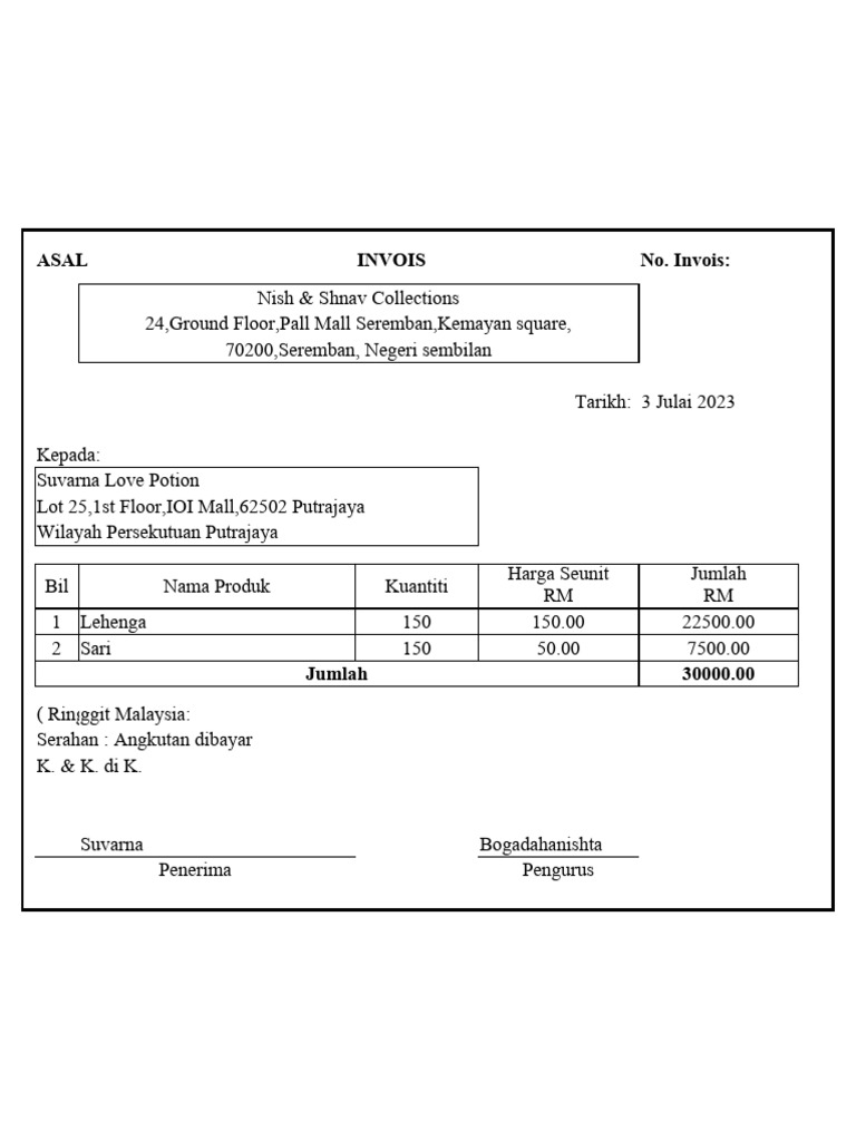 Dokumen Invois - Bill Tunai & Resit Rasmi | PDF