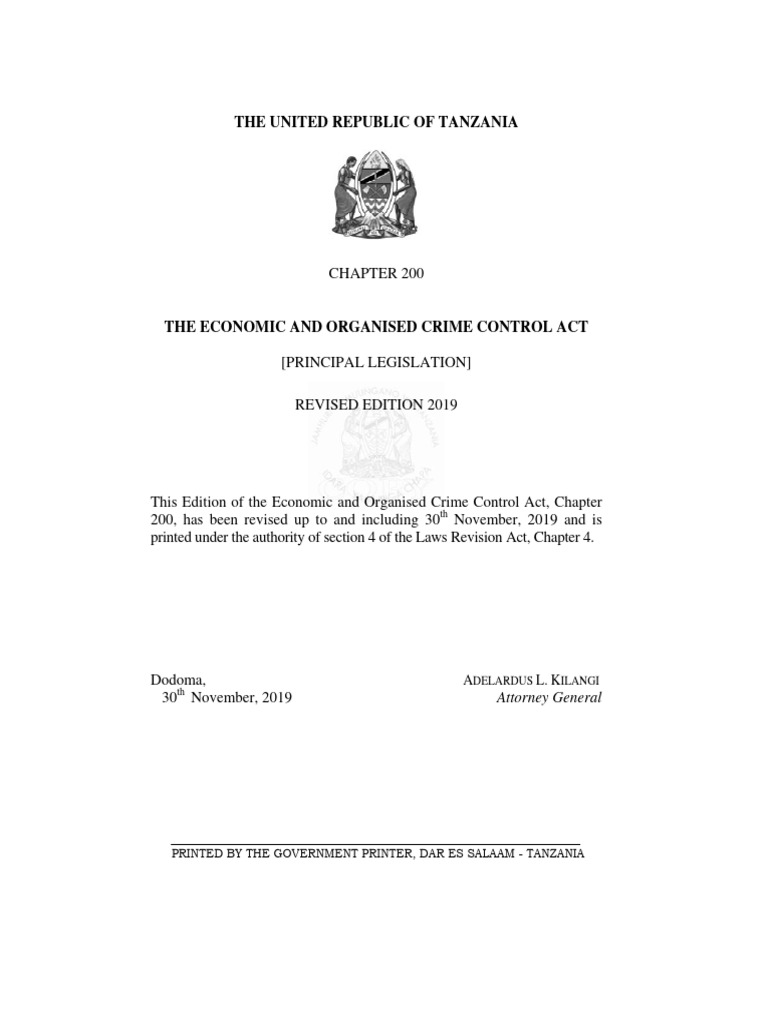 The Economic and Organised Crime Control Act | PDF | Criminal Procedure ...