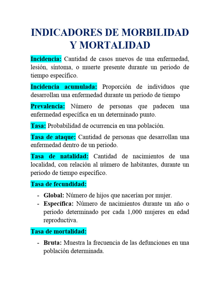 Indicadores de Morbilidad y Mortalidad | PDF
