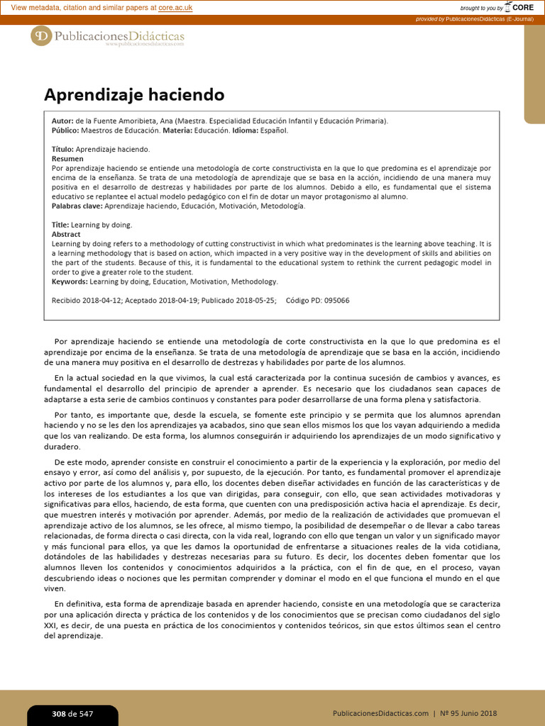 Aprender Haciendo PDF | PDF | Aprendizaje | Enseñando