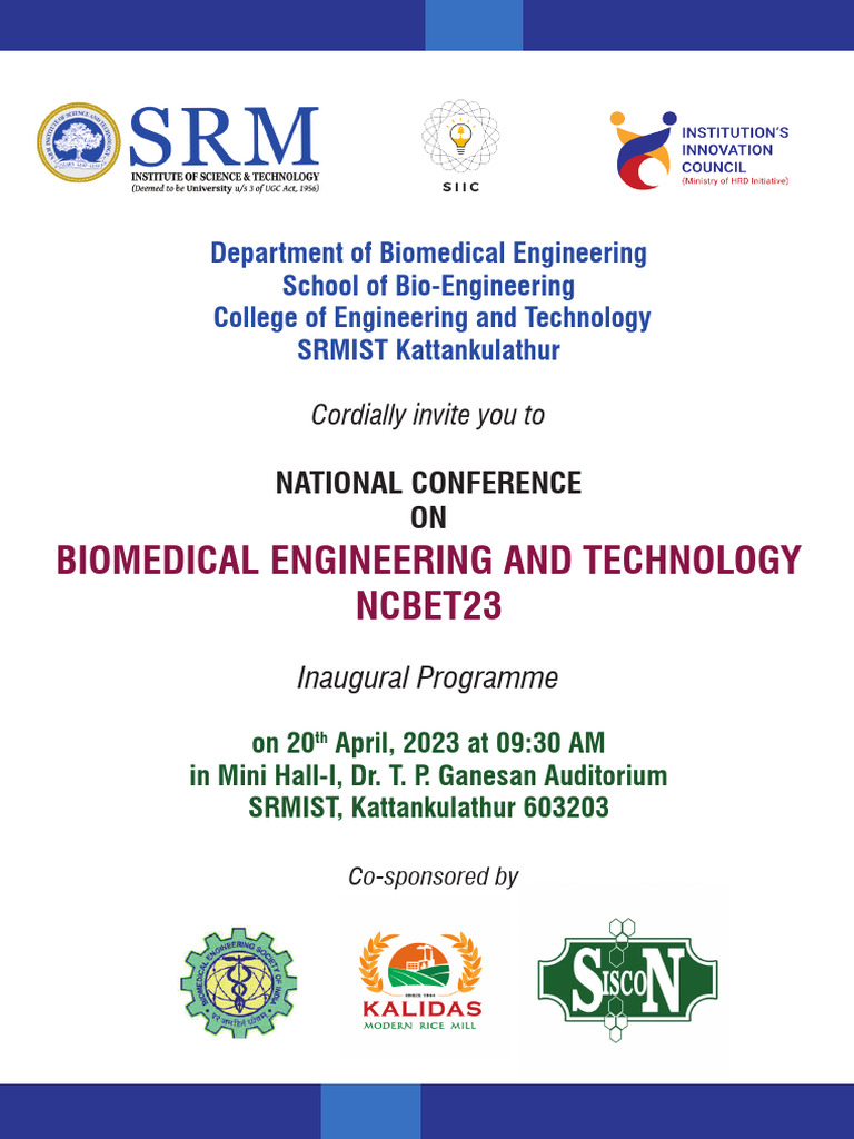 Inaugural Function Invitation - NCBET23 | PDF