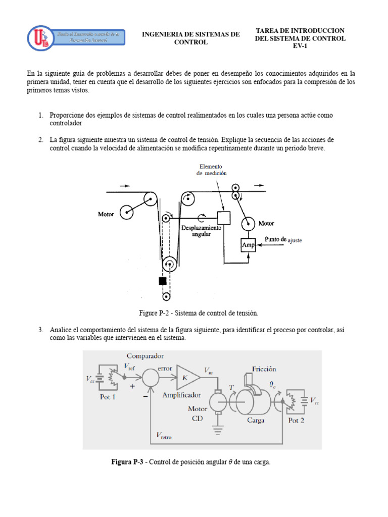 Guia de Ejercicios para Ev-1 | PDF | Sistema de control | Ciencias fisicas