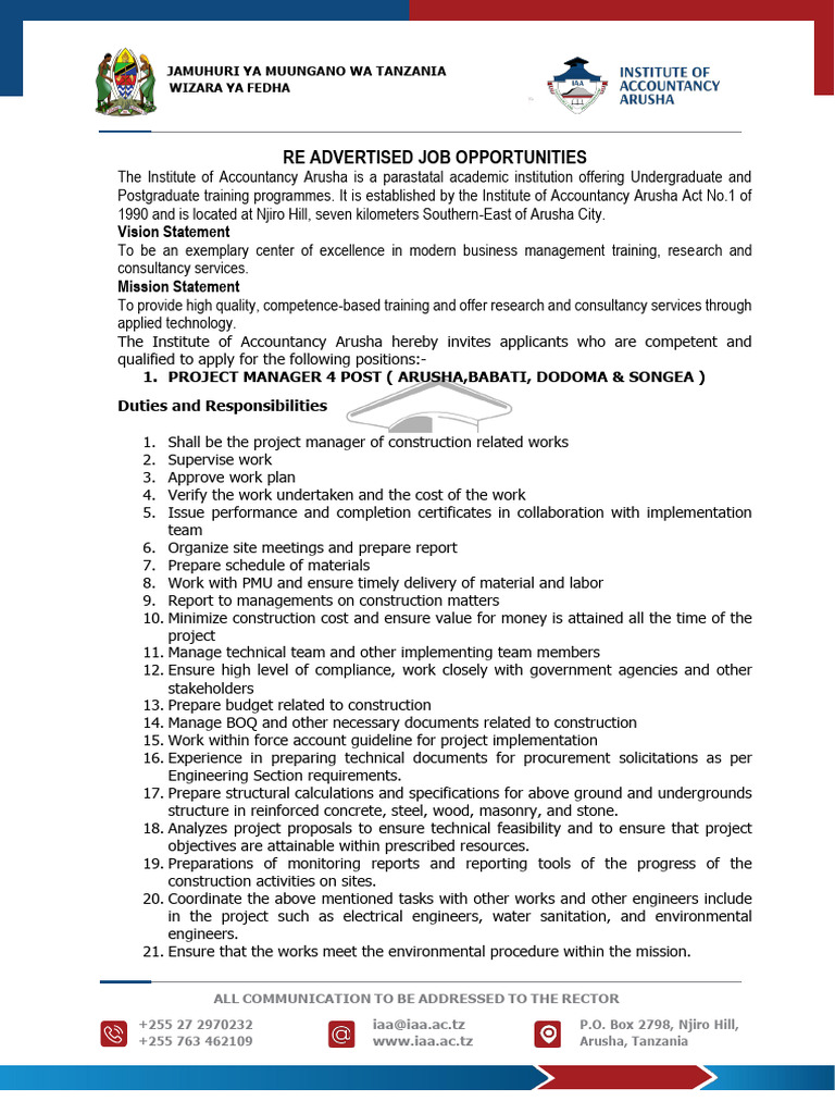 64f9b5f1e8489 - JOB ADVERT Project Manager 2 | PDF | Project Management ...