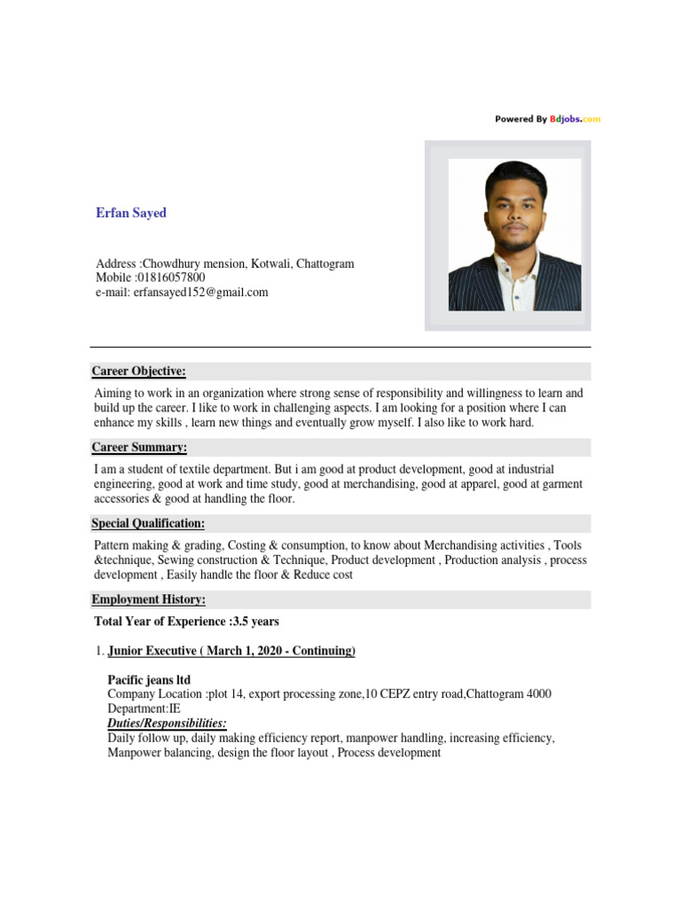 Erfan Sayed New CV | PDF | Bachelor's Degree Erfan Sayed New CV | PDF | Bachelor's Degree