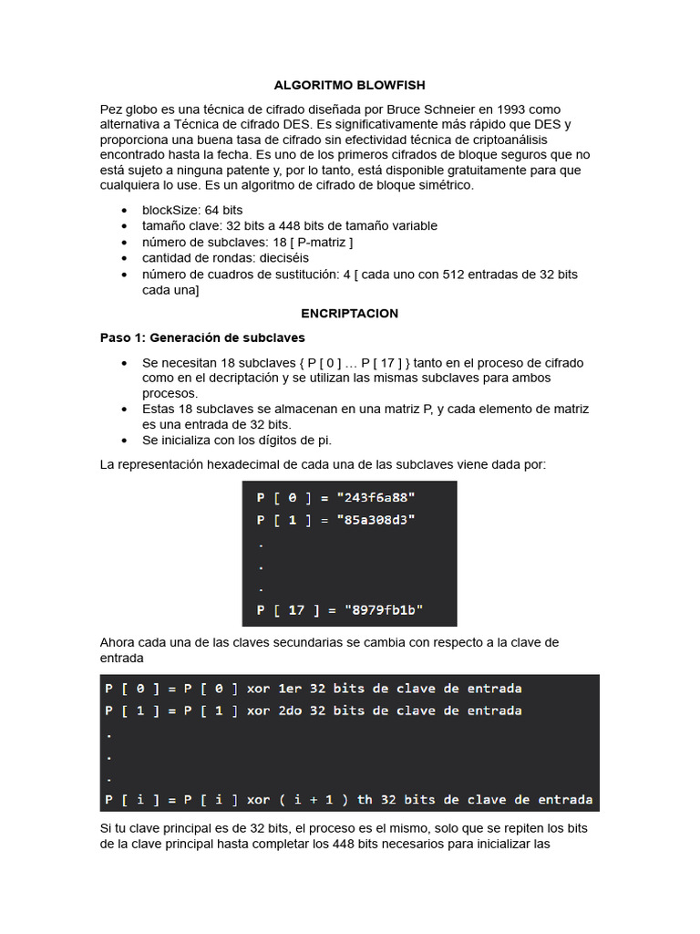 Algoritmo de Cifrado Blowfish | PDF | Técnicas de espionaje | Guerra cibernética
