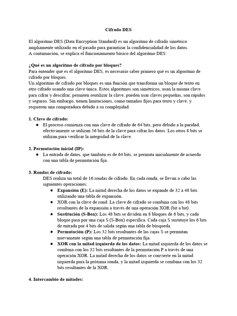 Cifrado Des Descargar Gratis Pdf Cifrado Clave Criptografía