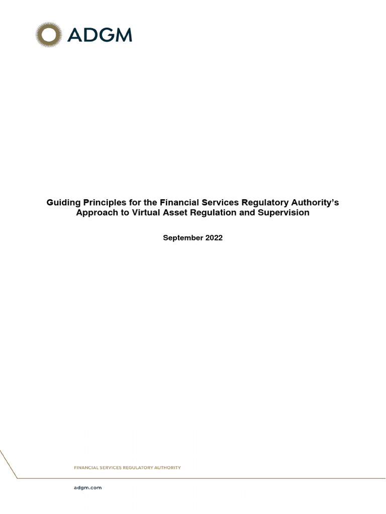 FSRA Guiding Principles for Virtual Assets Regulation and Supervision ...