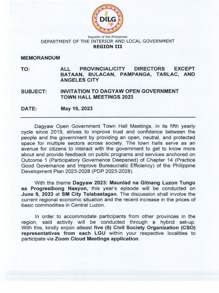 Memo Invitation Dagyaw 2023 | PDF