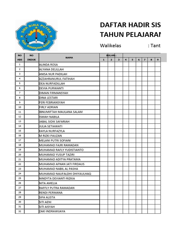 Daftar Hadir Siswa Xi PPLG 2 2023-2024 | PDF
