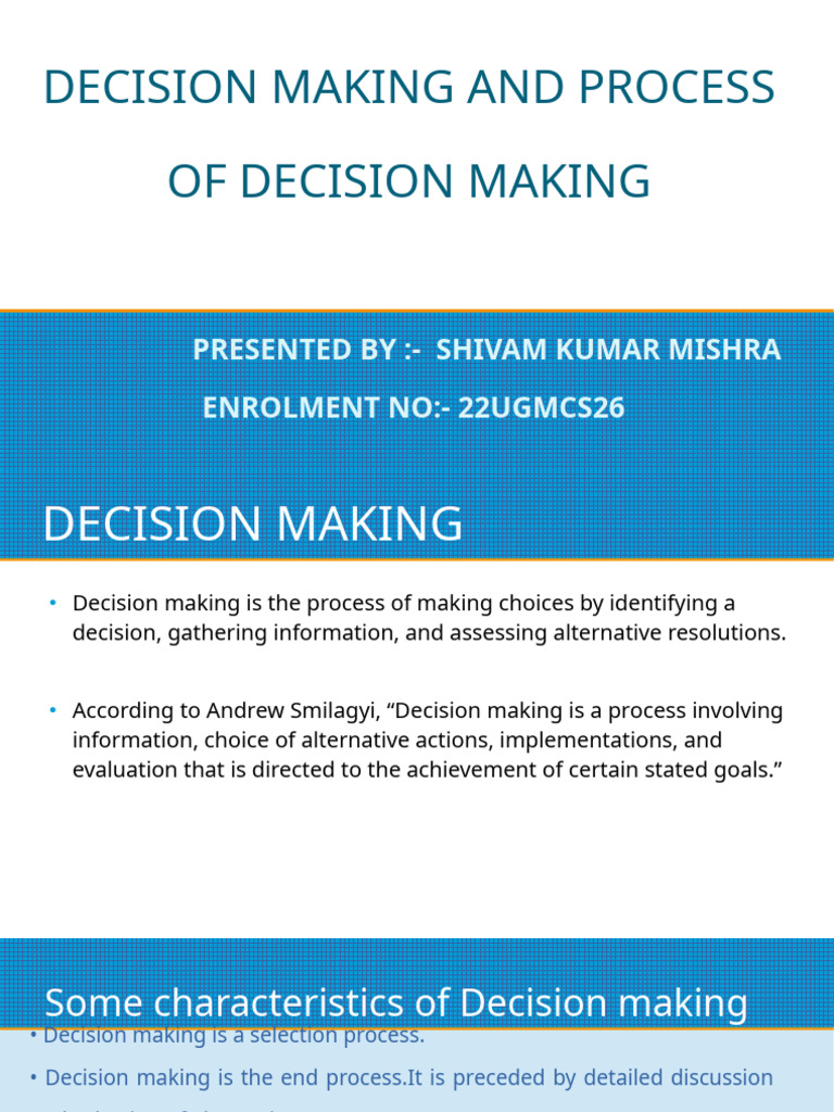 Decision Making and Its Process | PDF | Decision Making | Information