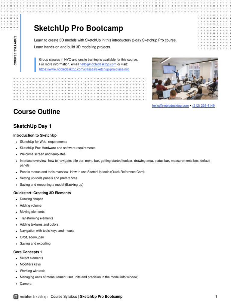 Sketchup Pro Bootcamp Syllabus | PDF | Computers
