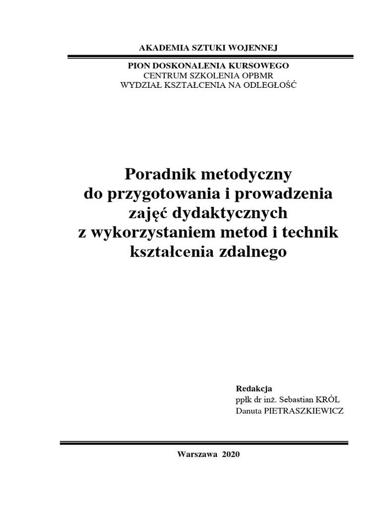 Poradnik Metodyczny Do Przygotowania I Prowadzenia Zajec W Trybie ...