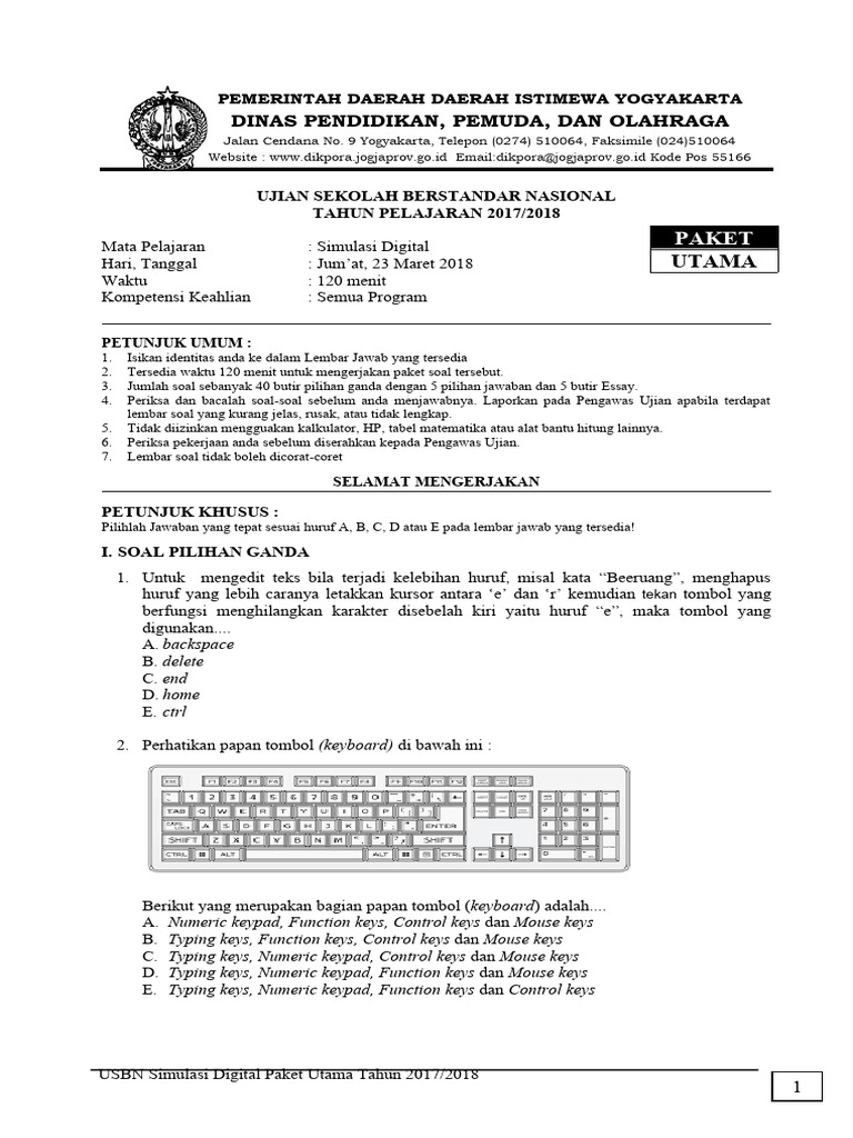 Soal-Simdig 17-18-Utama | PDF | Karier & Perkembangan | Komputer