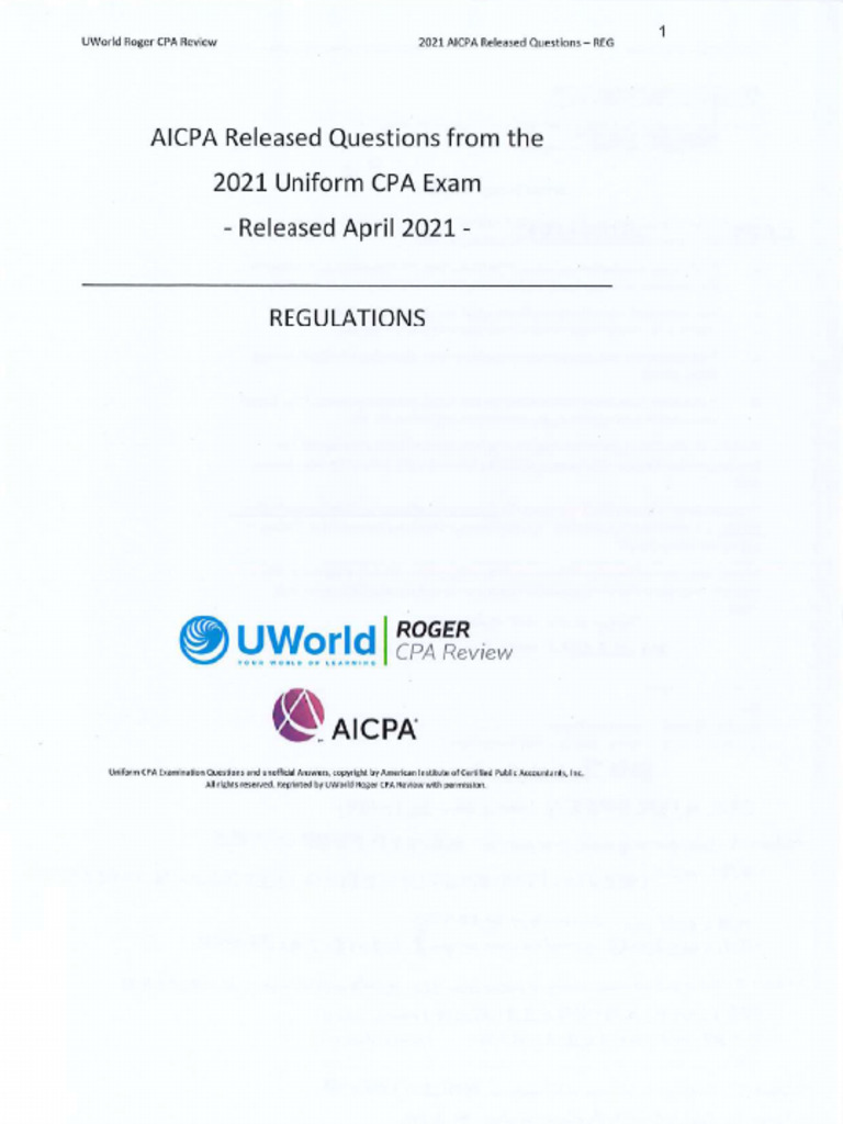 2021 AIPCA Released Questions For REG | PDF