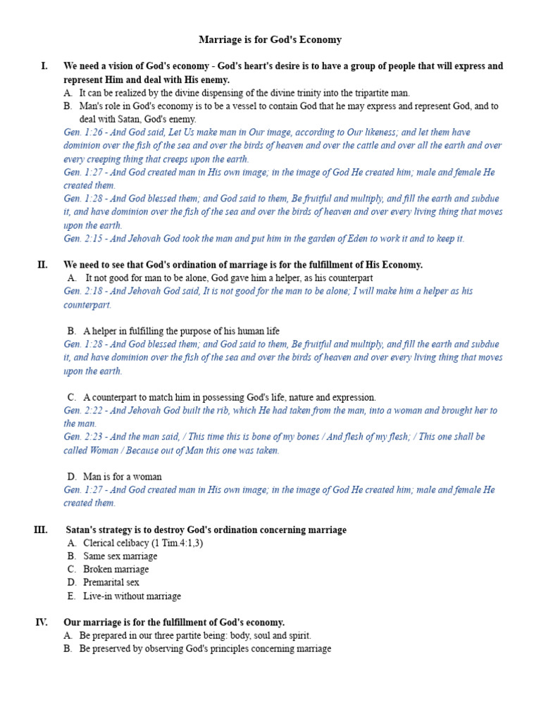 Marriage Is For Gods Economy | PDF | God | Theology