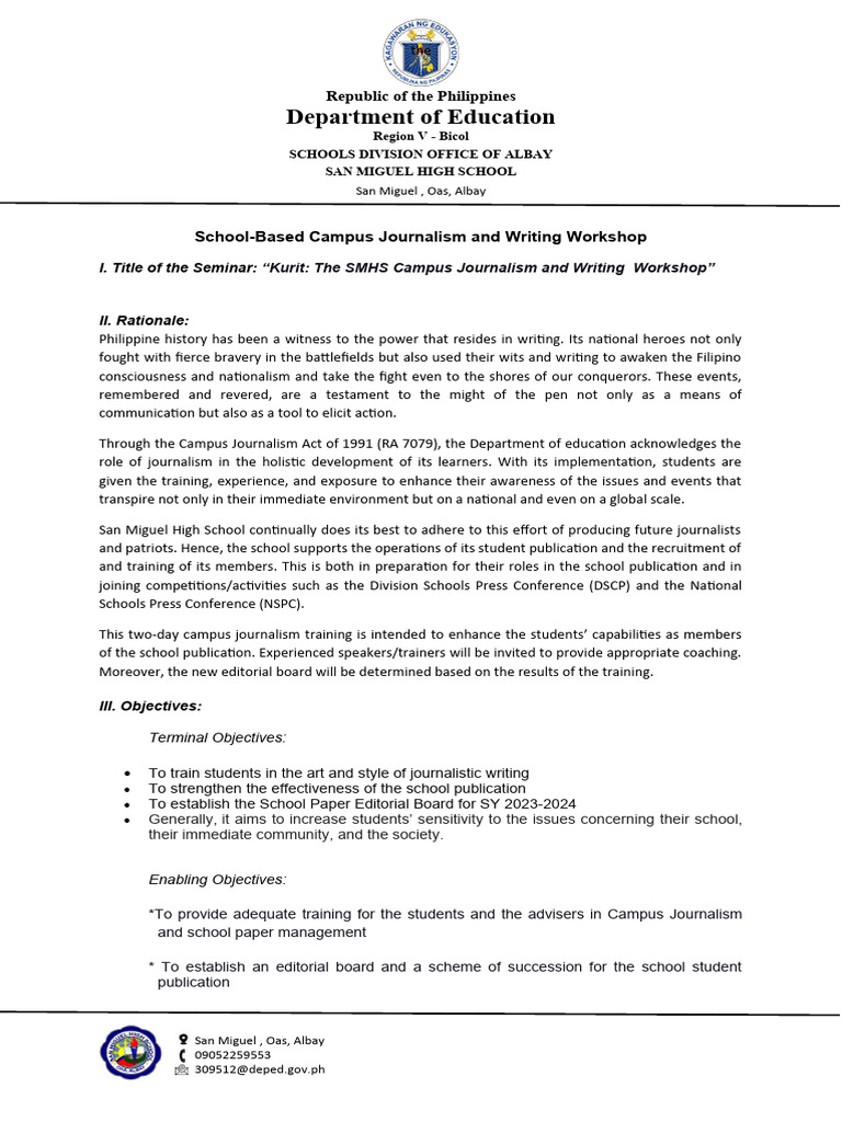 Campus Journalism Seminar-Workshop | PDF