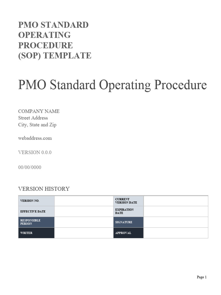 PMO Standard Operating Procedure SOP 11223 - WORD | PDF | Information ...