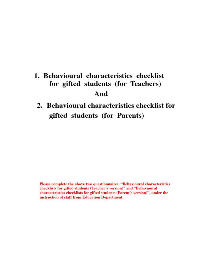 Checklist G&T | PDF | Idea | Teachers
