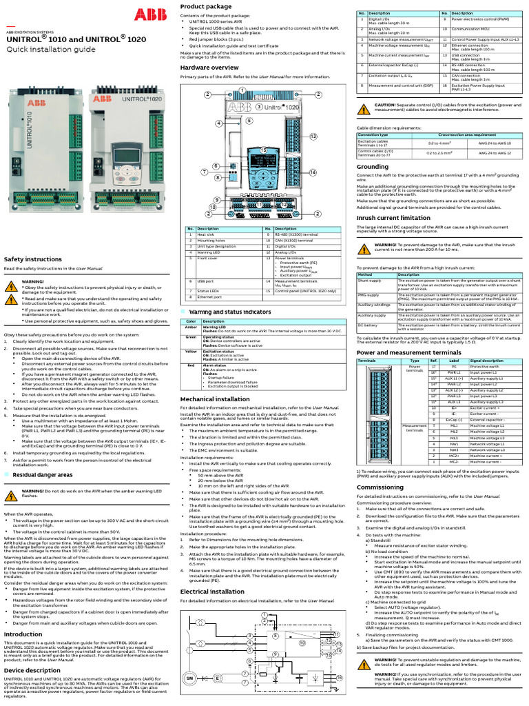 3BHS335648 E02 D UNITROL 10x0 Quick Installation Guide EN Screen | PDF ...