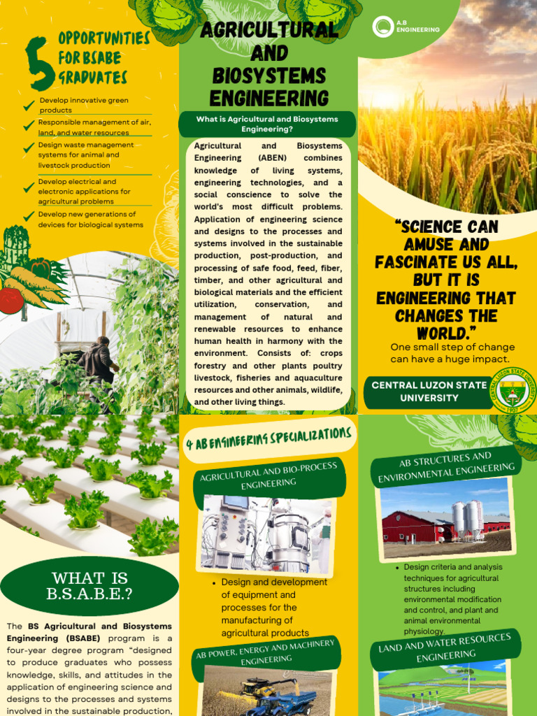 Agricultural AND Biosystems Engineering: Opportunities For Bsabe ...