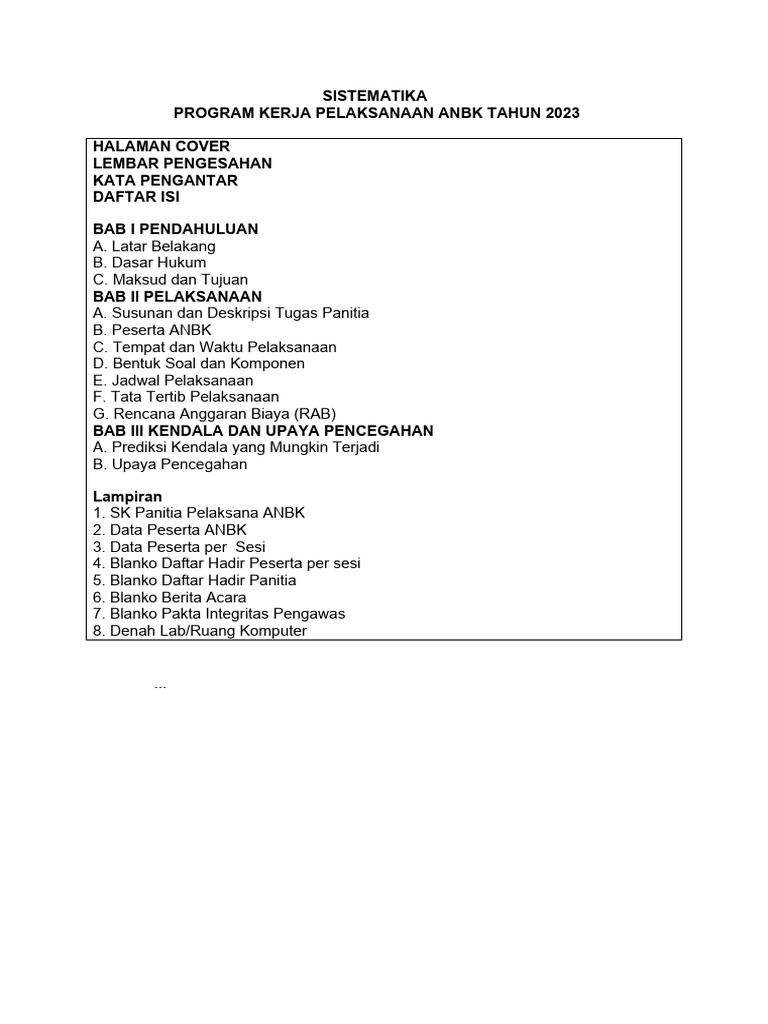 Sistematika Program Kerja Anbk | PDF | Sains & Matematika | Komputer