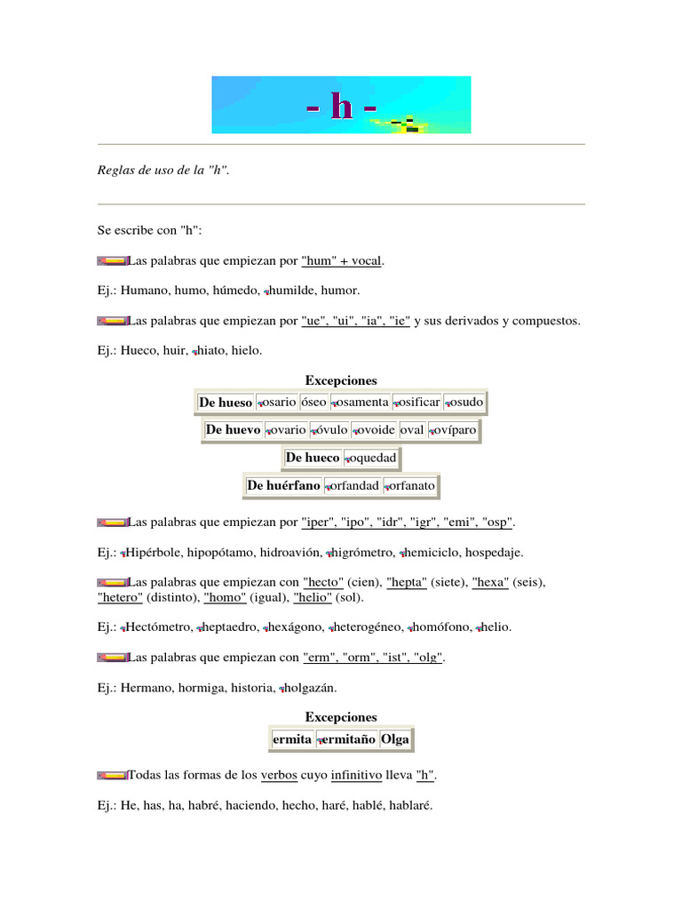 Reglas de La H | PDF