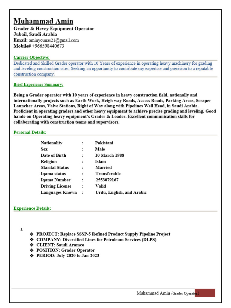 Rasheed Ullah Khan Surveyor CV | PDF | Saudi Arabia | Heavy Equipment