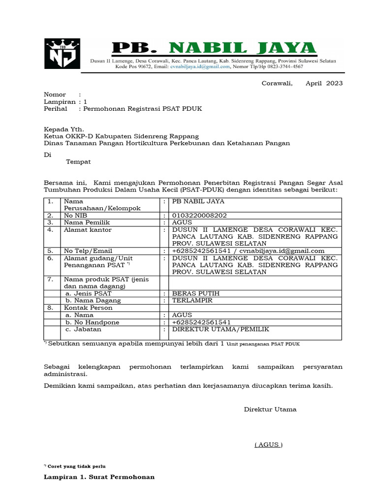 Permohonan Registrasi PSAT PDUK 2023 | PDF