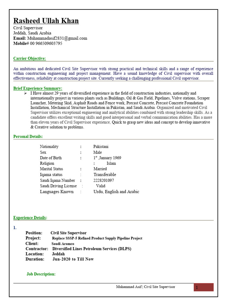 Muhammad Asif Updated CV | PDF | Specification (Technical Standard ...