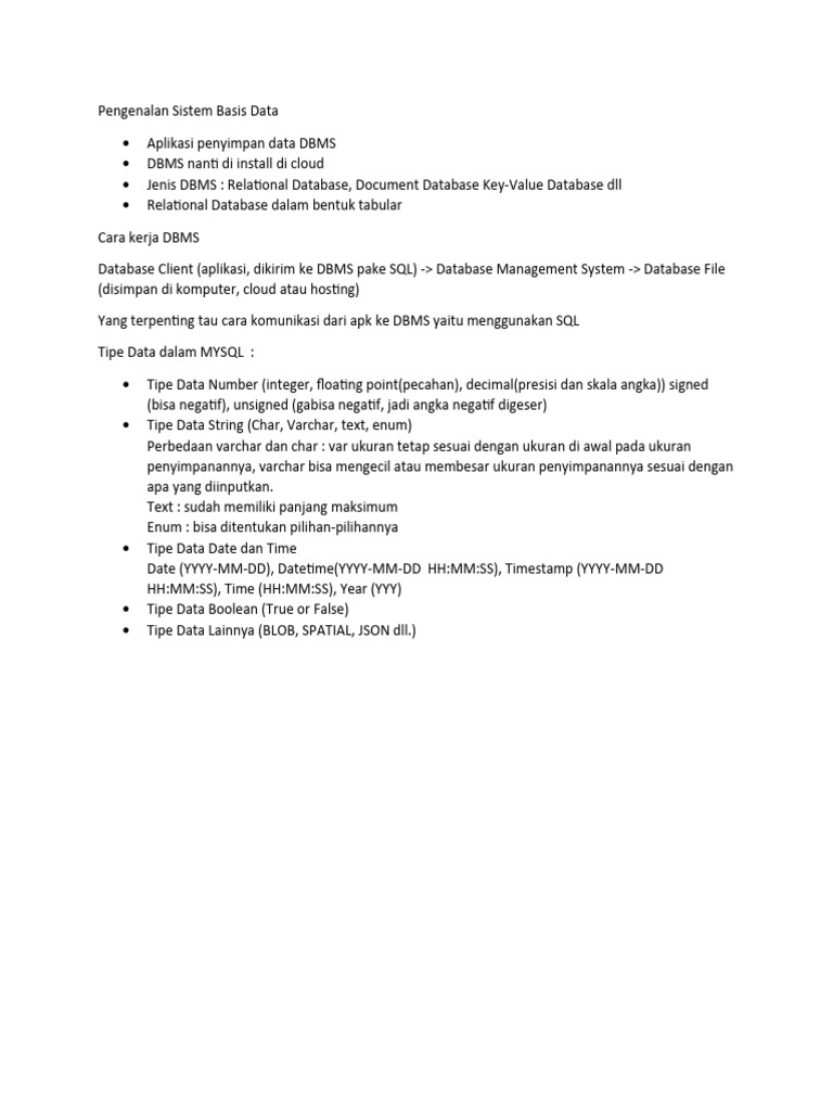 Pengenalan Sistem Basis Data dan Tipe Data | PDF | Komputer